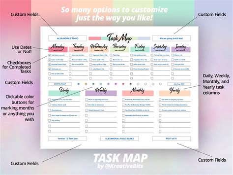 Daily Task Organizer Task Map Printable To Do Pdf Daily Task Tracker