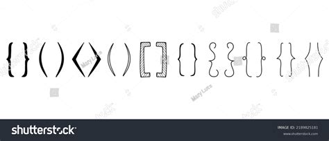 Hand Drawn Bracket Brackets Icons Set Stock Vector Royalty Free