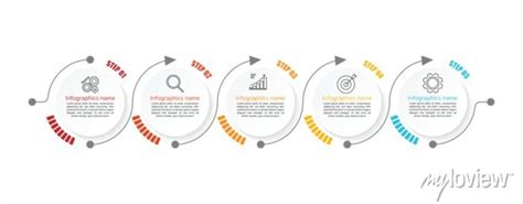 Timeline Or Process Flows Infographics 5 Process Flow Design Wall Stickers Work Wheel Web