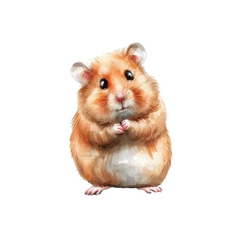 Cute Hamster Vector Illustration In Watercolor Style Premium Ai