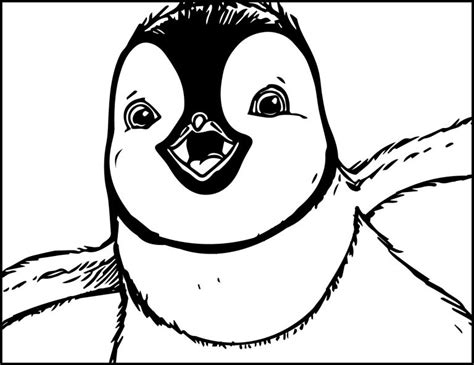 Cartoon Penguin Happy Feet Coloring Page