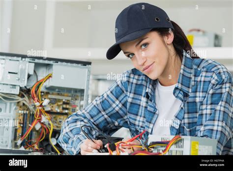 Woman Fixing A CPU Stock Photo Alamy