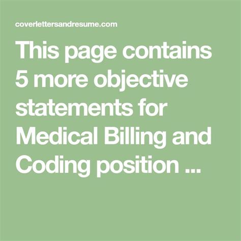 Medical Coder Medical Billing And Coding Resume Objective Statement Billings Positivity