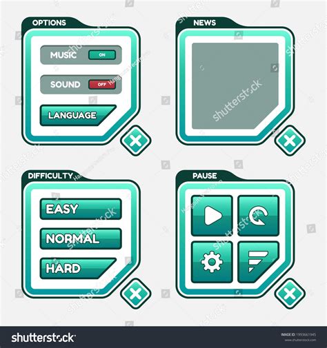 vector game template gui kit interface stock vector royalty free