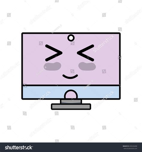 Kawaii Cute Happy Computer Technology Stock Vector Royalty Free