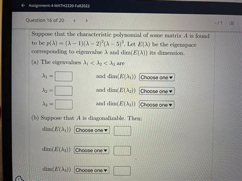 solved suppose that the characteristic polynomial of some