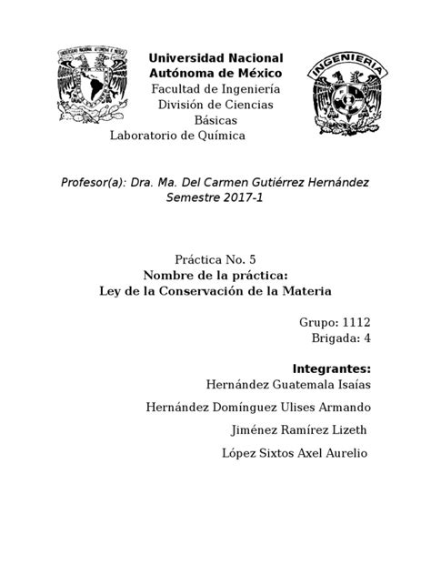 Ley De La Conservación De La Materia 2 Pdf Química Naturaleza