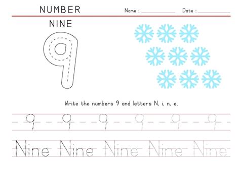 Numéro Neuf D apprentissage Du Thème De Noël Vecteur Premium