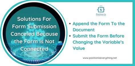 form submission canceled because the form is not connected fixed