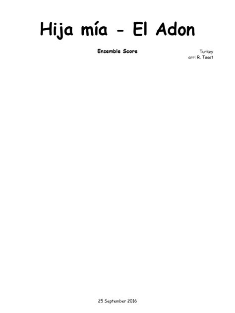 Hija Mia El Adon Partitura Pdf Performing Arts Classical Music