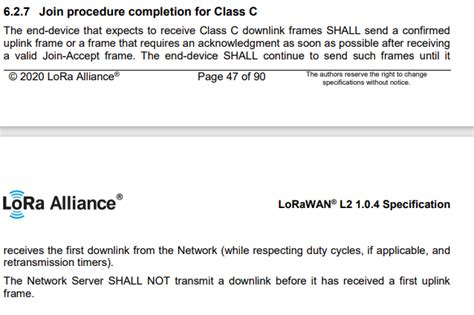 Join Procedure Completion For Class C Issue Lora Net Loramac