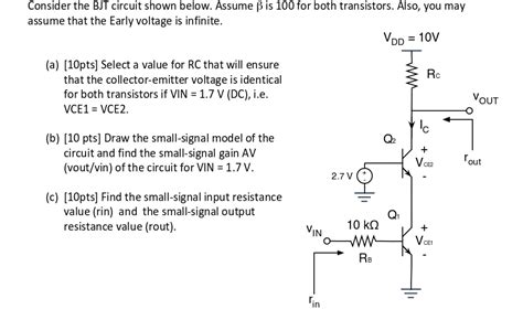 Solved Consider The Bjt Circuit Shown Below Assume Beta Is Chegg