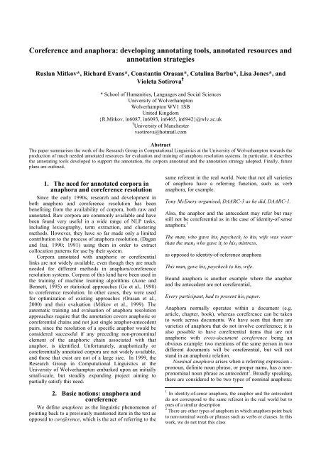 Coreference And Anaphora Developing Annotating Tools Annotated