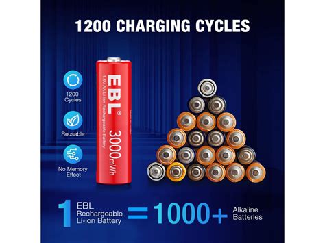 EBL Pcs V MWh Lithium Ion Rechargeable AA Batteries For Toys Cellphone Newegg