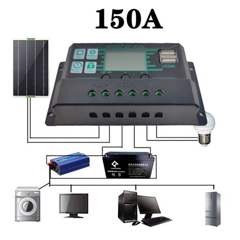 태양광 컨트롤러 mppt 레귤레이터 pwm 듀얼 usb pv 패널 블랙 컨트롤러 태양 전지 패널 배터리 레귤레이터 포트