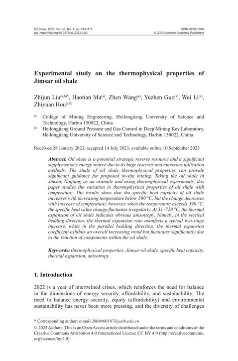 Pdf Experimental Study On The Thermophysical Properties Of Jimsar Oil
