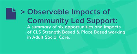 Observable Impacts Of Community Led Support Ndti