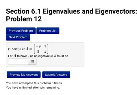 Solved Section 61 Eigenvalues And Eigenvectors Problem 12