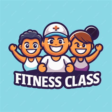 Illustrative Character Depicting A Cheerful Group Fitness Class