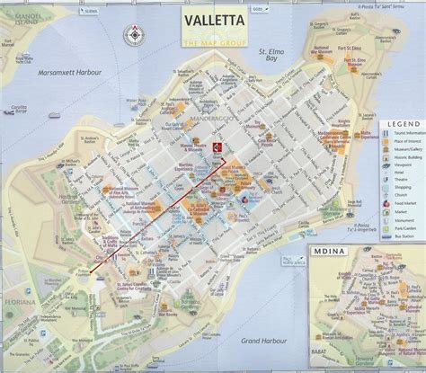 Mapa Monumentos Valeta Malta La Valette Malte Guide Touristique La