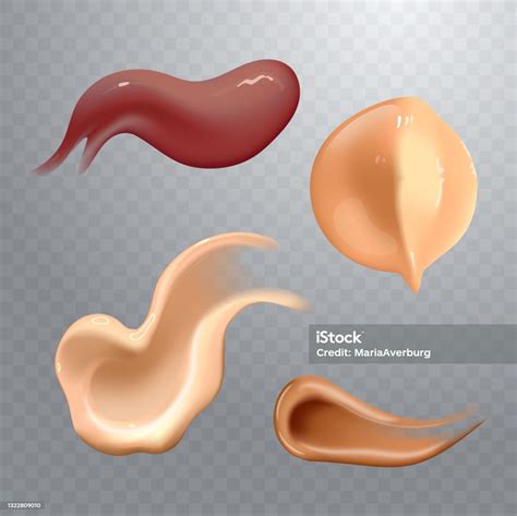 사실적인 화장품 크림 얼룩 세트 다른 바디 색상의 스킨 케어 제품 로션 스미어 는 투명 배경에 벡터 텍스처를 분리합니다 0명에