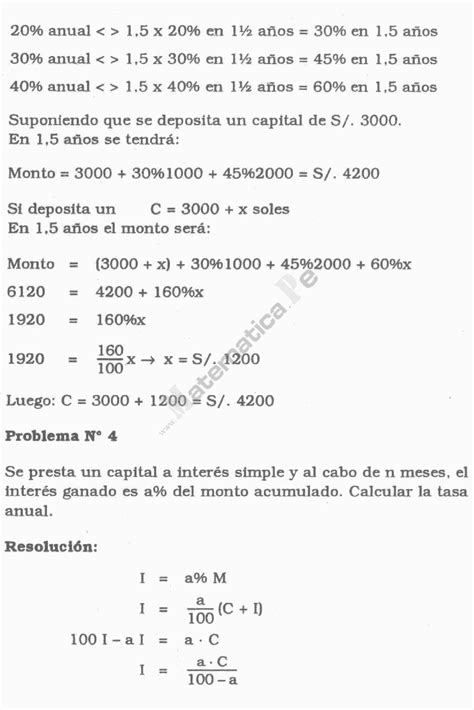 INTERÉS SIMPLE EJERCICIOS RESUELTOS DE SECUNDARIA PDF