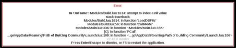 Path Of Building Error Rpathofexile