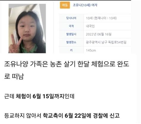 뷰티스타그램 조유나양 일가족 실종 관련 정리 본문 댓글