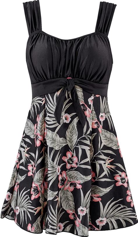 Wantdo Womens One Piece Swim Dresses Plus Size Skirtini Cover Up