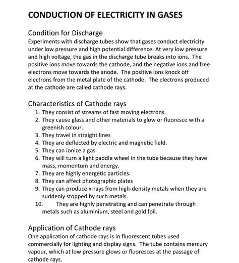 Conduction Of Electricity In Gases