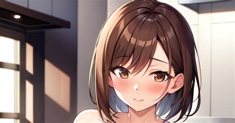 女の子 茶髪巨乳 裸エプロン Himaniaのイラスト Pixiv