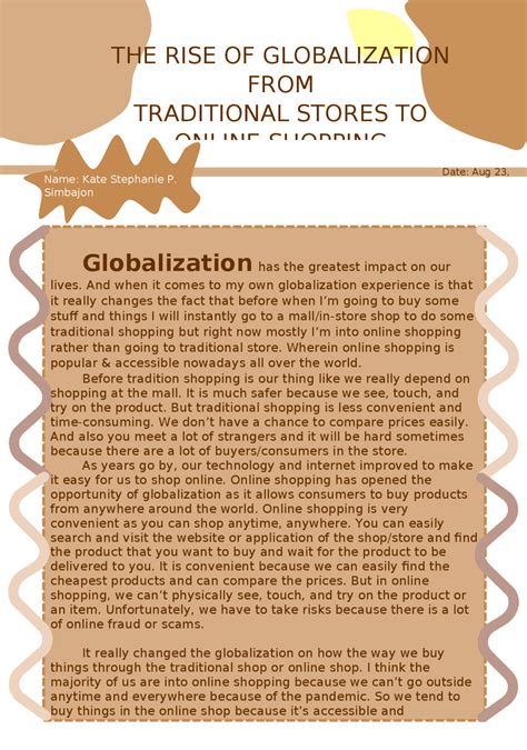 Own Globalization Story Docsity