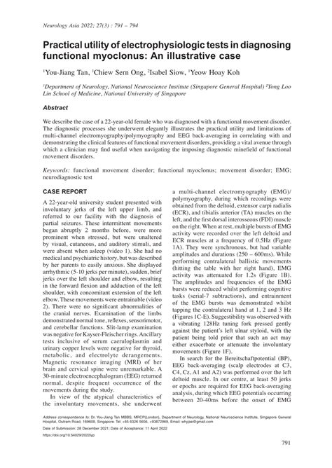 Pdf Practical Utility Of Electrophysiologic Tests In Diagnosing