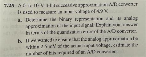 Solved 7 25 ﻿a 0 ﻿to 10 V 4 Bit Successive Approximation