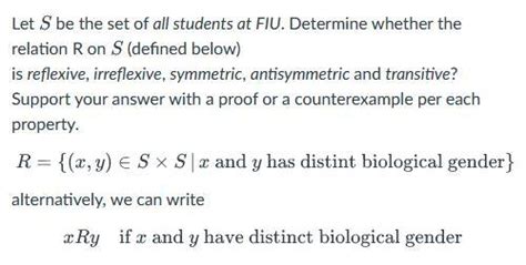 Solved Let S Be The Set Of All Babes At FIU Determine Chegg Com