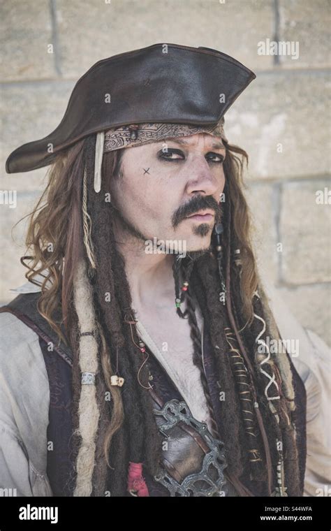 Portrait Of A Male Cosplayer Dressed As Captain Jack Sparrow At A Uk