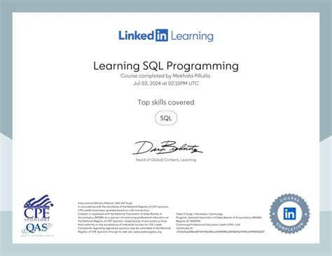 Completed Learning Sql Programming By Scott Simpson Mekhala