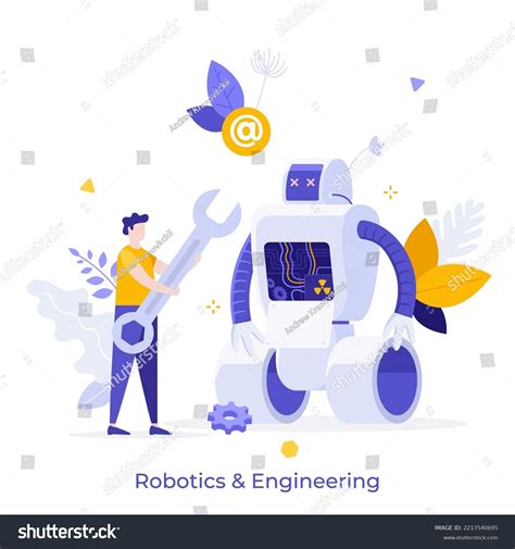 Man Holding Wrench Robot Concept Robotics Stock Vector Royalty Free Shutterstock