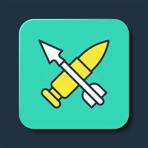 Filled Outline Crossed Bullet With Arrow Icon Isolated On Blue Background Turquoise Square