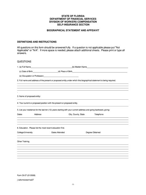 Fillable Online Biographical Statement And Affidavit Fax Email Print