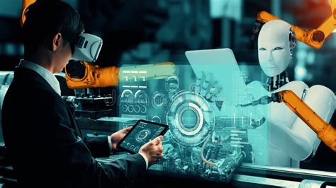 Mlp Cybernated Industry Robot And Human Worker Working Together In