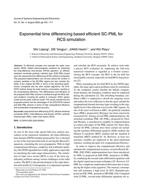 Pdf Exponential Time Differencing Based Efficient Sc Pml For Rcs