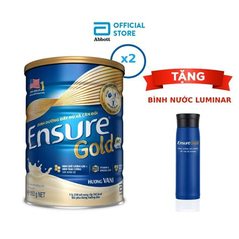 Tặng bình nước Lumiac Ensure Combo 2 Sữa bột Ensure Gold Abbott hương