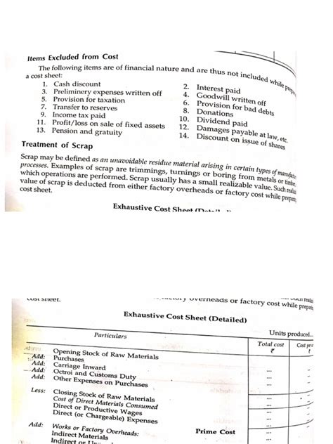Cost Sheet Performa Pdf