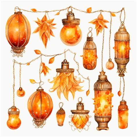 Premium Photo There Are Many Different Colored Lanterns Hanging From