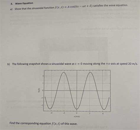 3 Wave Equation A Show That The Sinusoidal Function