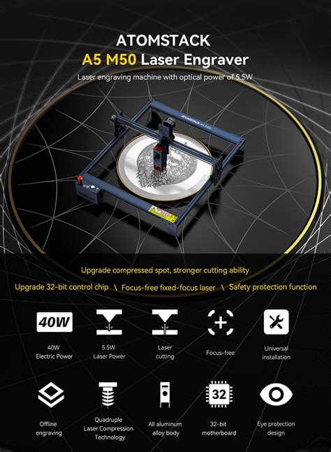 New ATOMSTACK A5 M50 Laser Cutter Engraver 5 5 5W Optical Power 40W