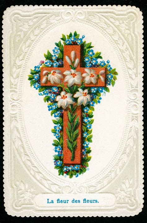 Cross With Flowers By Anonymous Anonymous Fine Art Print