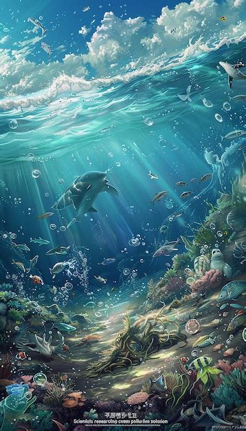 scientists researching ocean pollution solutions premium ai generated