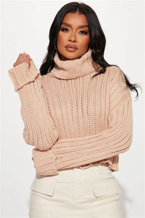 Perfect Day Rib Knit Turtleneck Sweater Tan Fashion Nova